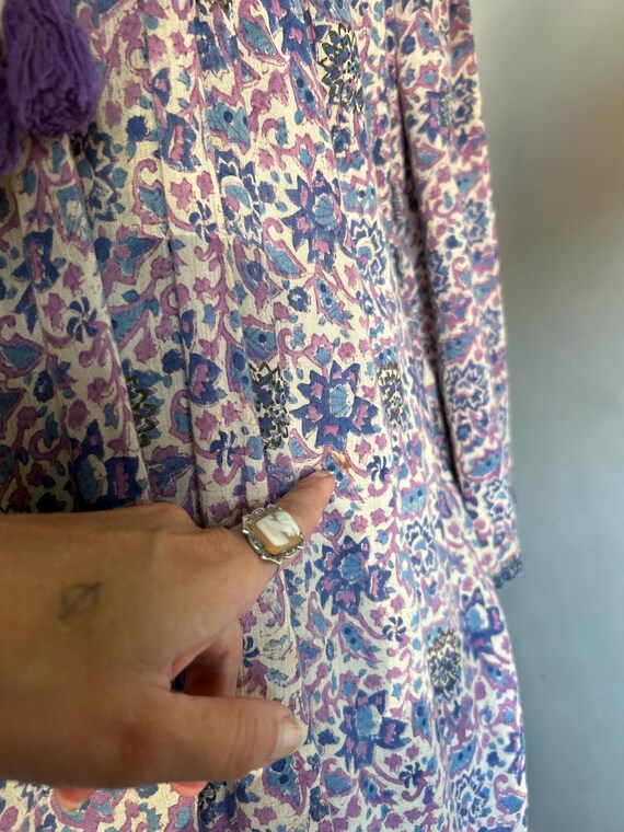 1970s Phool Purple Cotton Gauze Flowy Indian Dress Sm… - Gem