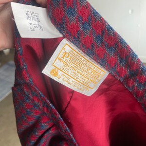 70s/80s Pendleton Red Blue Houndstooth Wool Two Piece Skirt and Jacket Set - Etsy