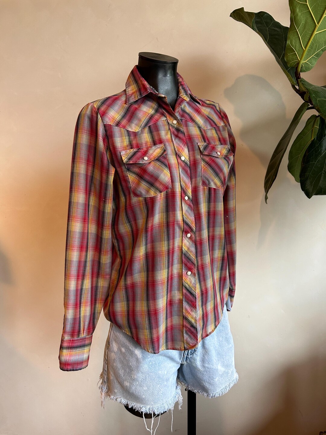 1970s Sears Jr Bazaar Plaid Western Pearl Snap Shirt Small - Etsy