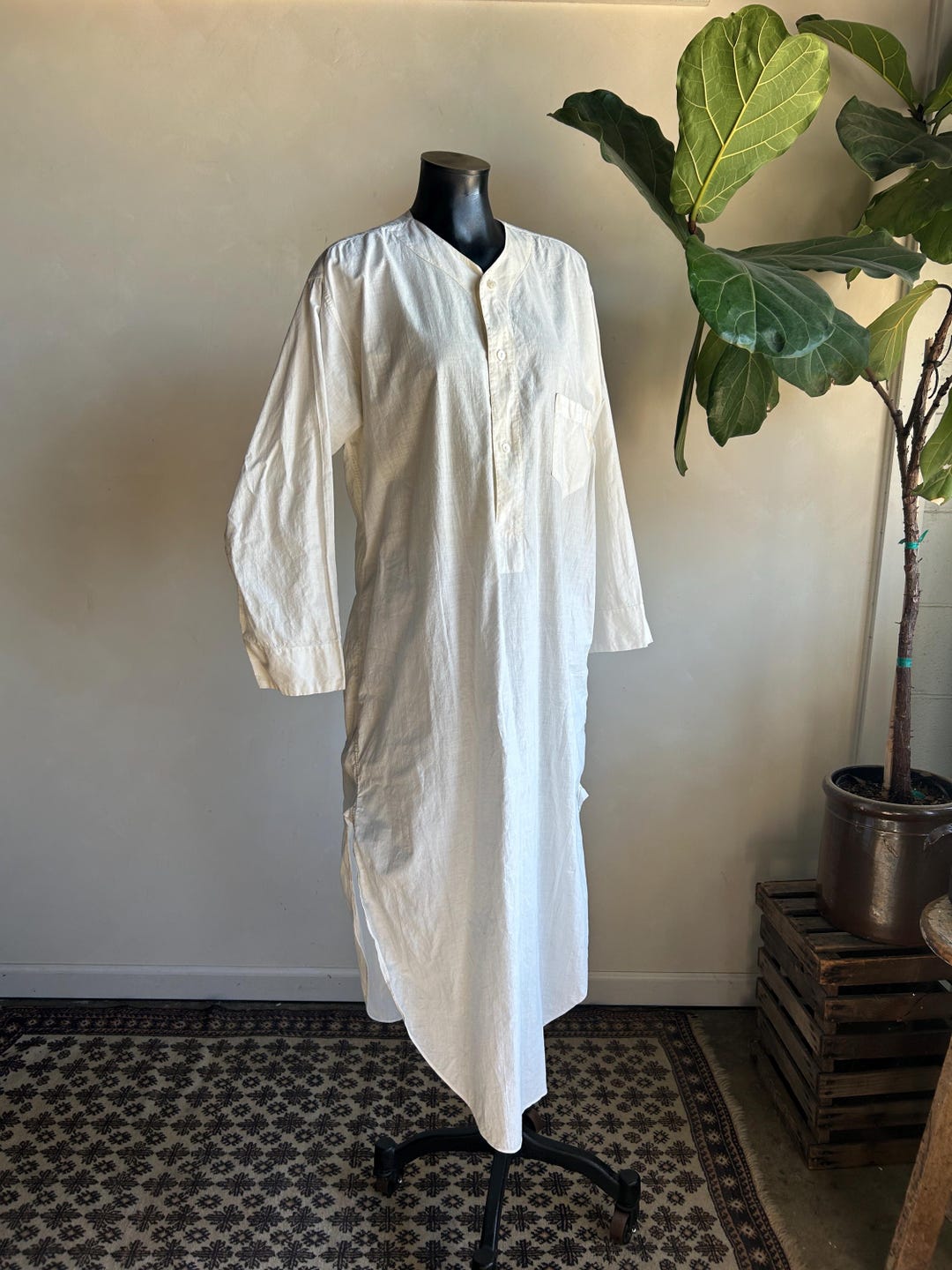 1920s JC Penney Co Honor Muslin White Cotton Long Sleep Dress Shirt XL ...