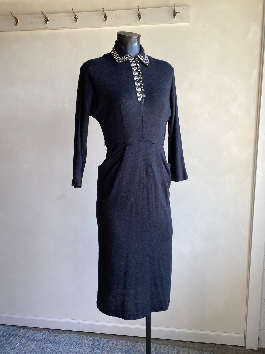 1950s Helen Kingsley Black Batwing Sweater Dress Small - Etsy