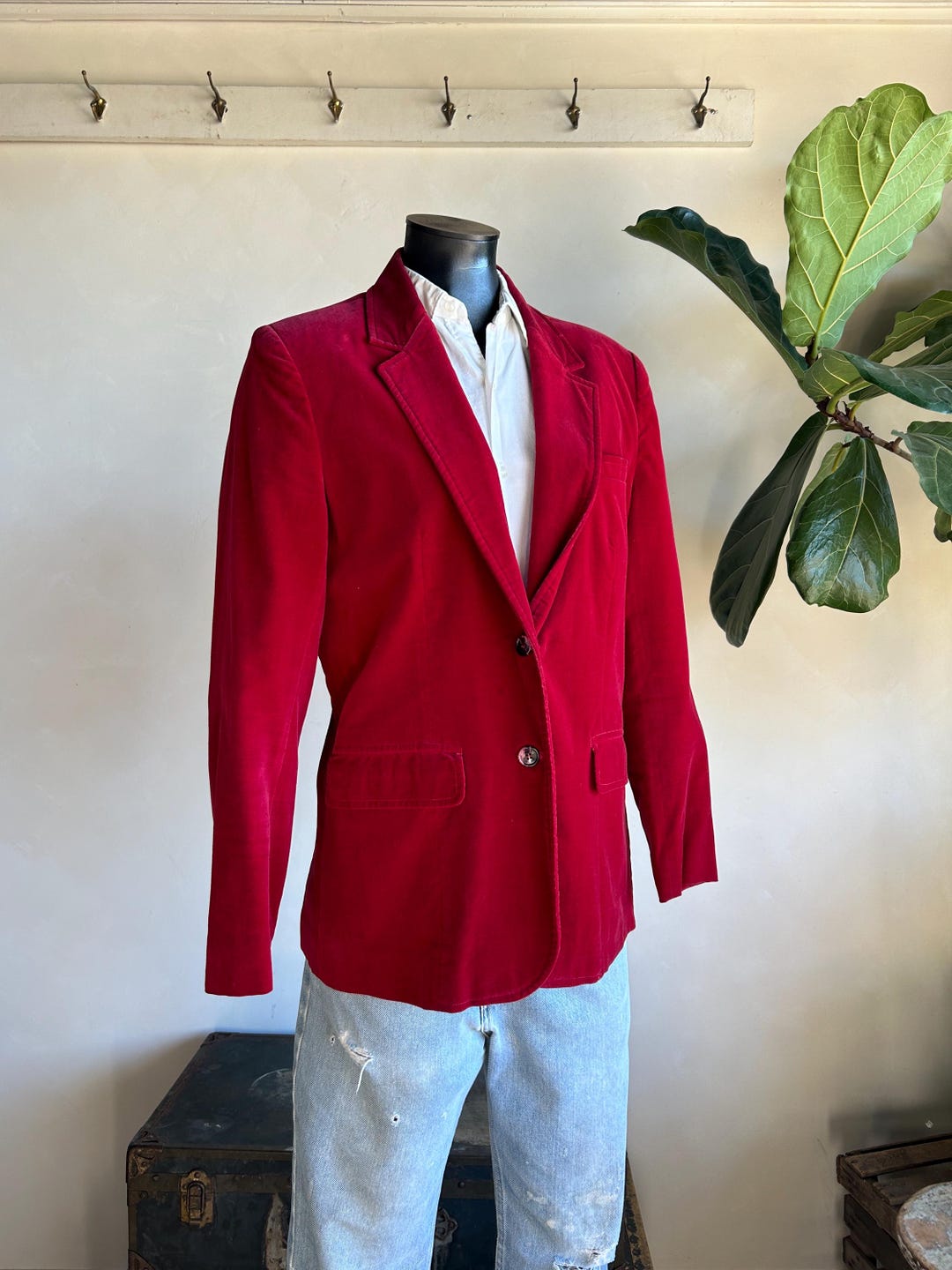 1970s Montgomery Ward Berry Red Crimson Velvet Blazer Jacket M - Etsy