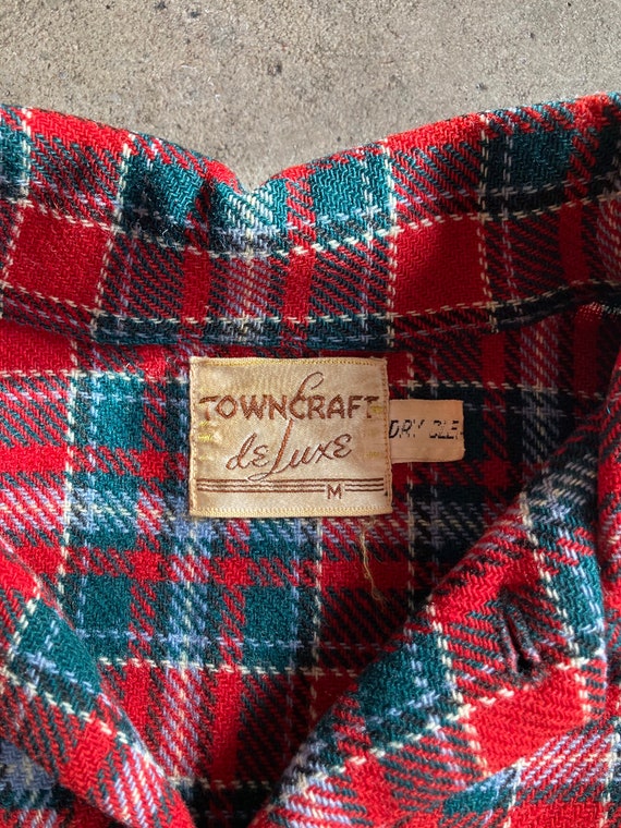 1950s Vintage Towncraft Deluxe Wool Plaid Flannel But… - Gem