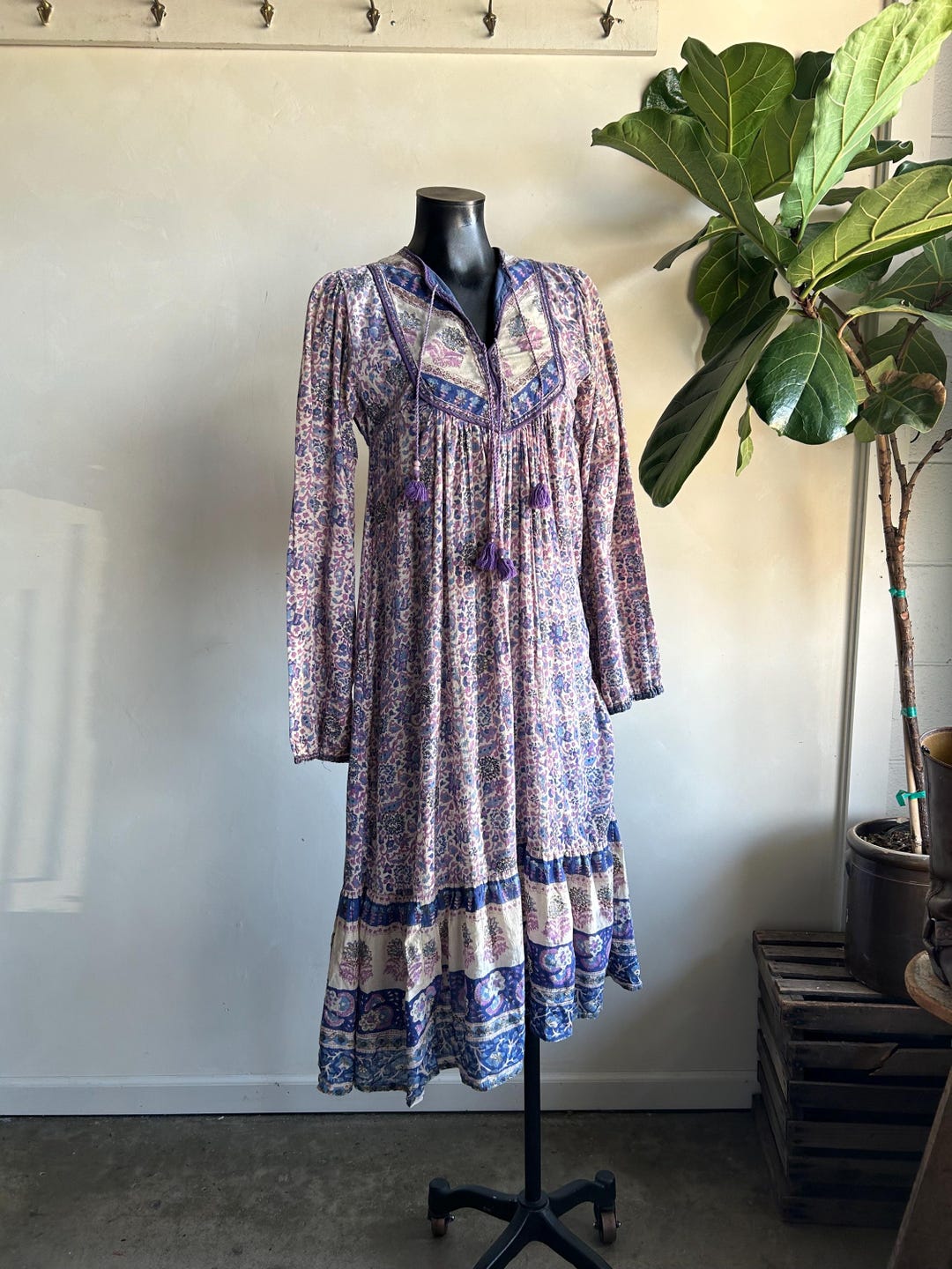 1970s Phool Purple Cotton Gauze Flowy Indian Dress Small - Etsy