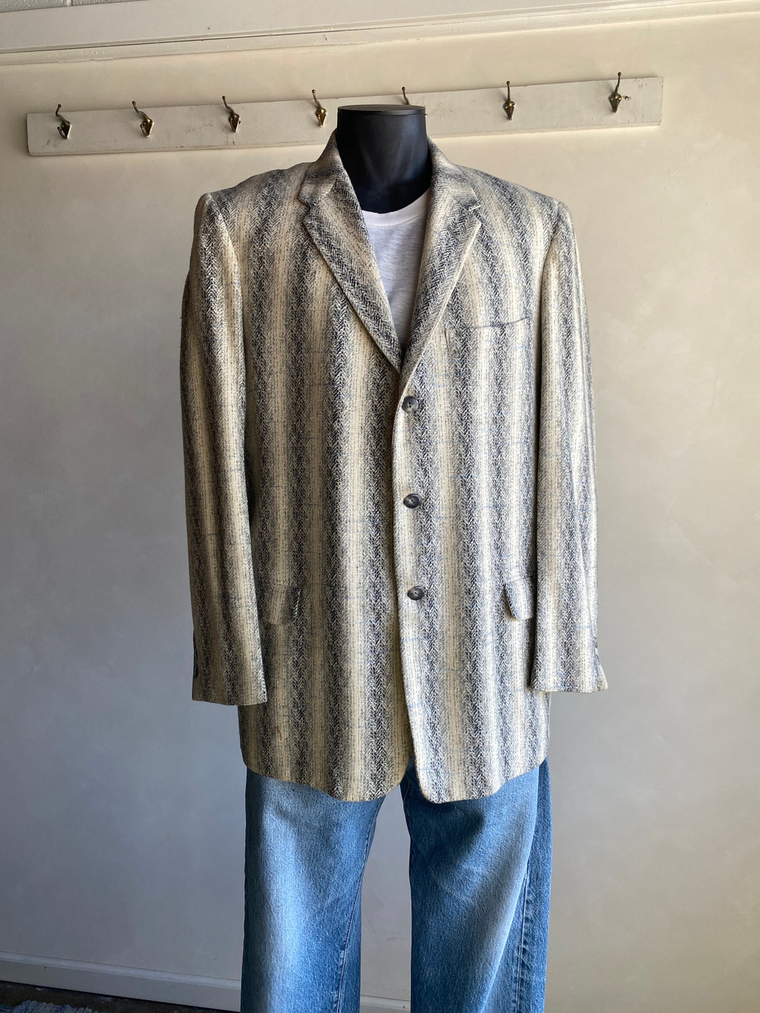 70s Warren Sewell Woven Pattern Cream Gray Blazer Jacket Sportcoat L - Etsy