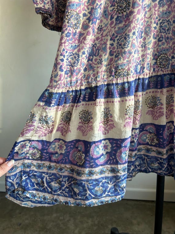 1970s Phool Purple Cotton Gauze Flowy Indian Dress Sm… - Gem