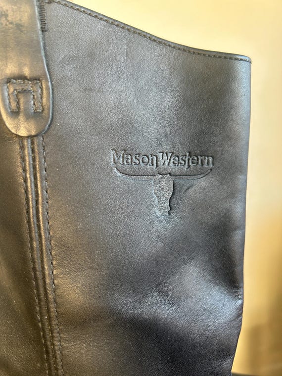 1990s Mason Western Black Cowboy Trucker Roper Boots … - Gem
