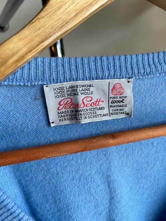 1960s/70s Peter Scott Scotland Lambs Wool V Neck Baby… - Gem