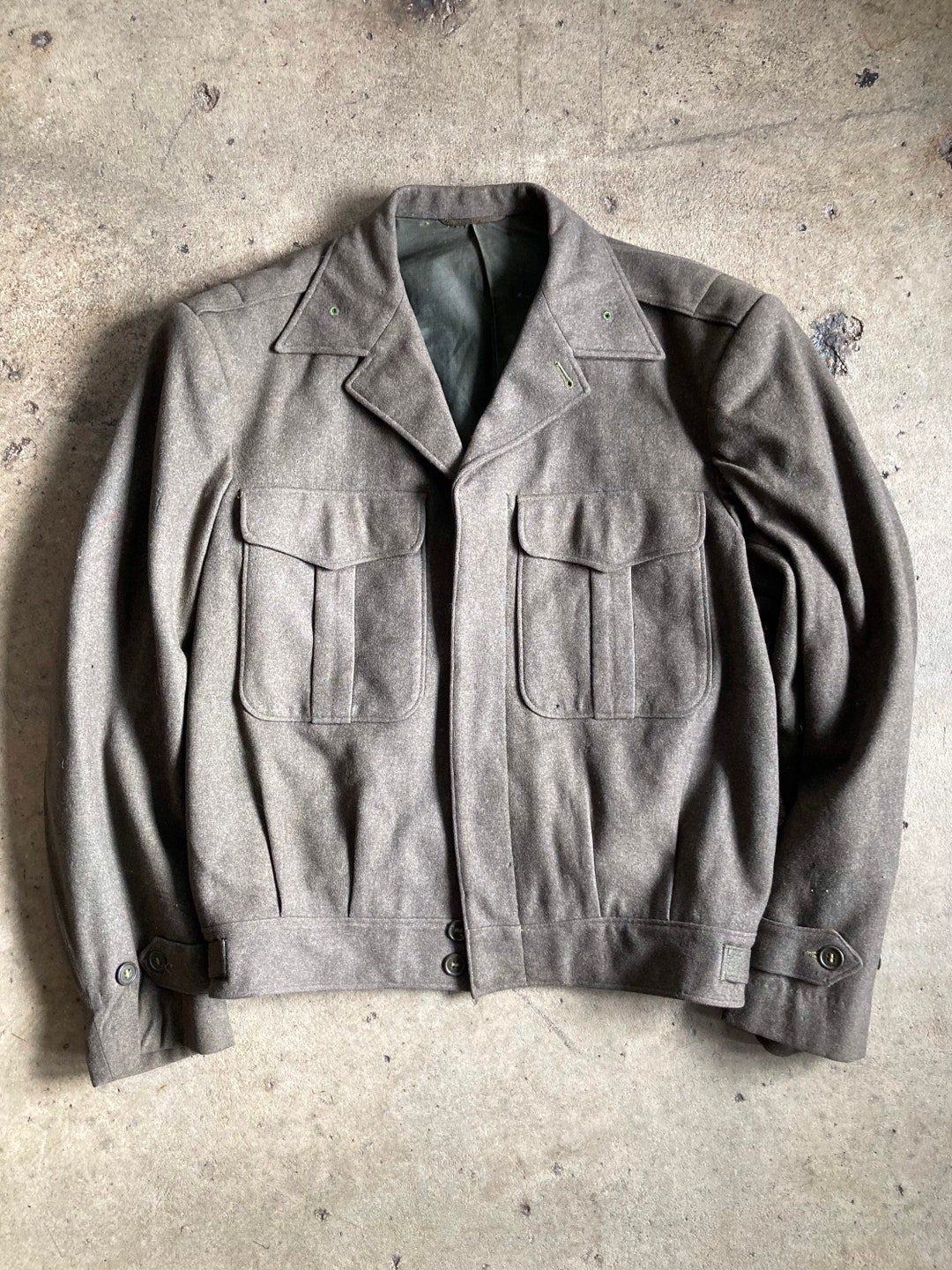 Vintage 1940s WWII Military Button up Jacket OD Green Size M/L - Etsy