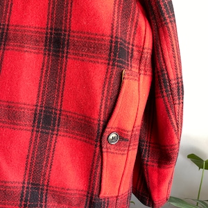 1950s JC Higgins Red Plaid Heavy Wool Mackinaw Hunting Winter Coat Mens ...