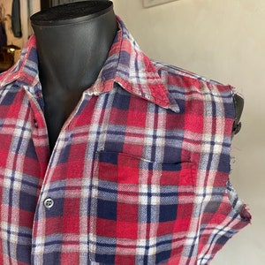 1960s Sir Walter Cotton Plaid Flannel Cut off Chopped Shirt M-L - Etsy