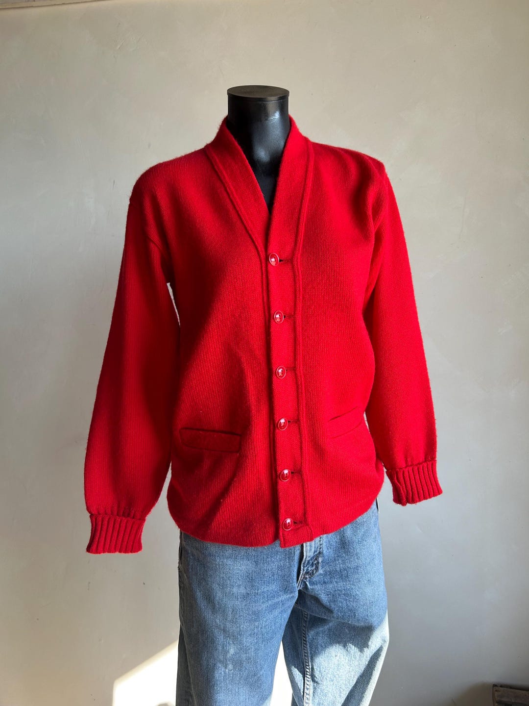 1950s Cherry Red Wool Blank Varsity Class Sweater M - Etsy