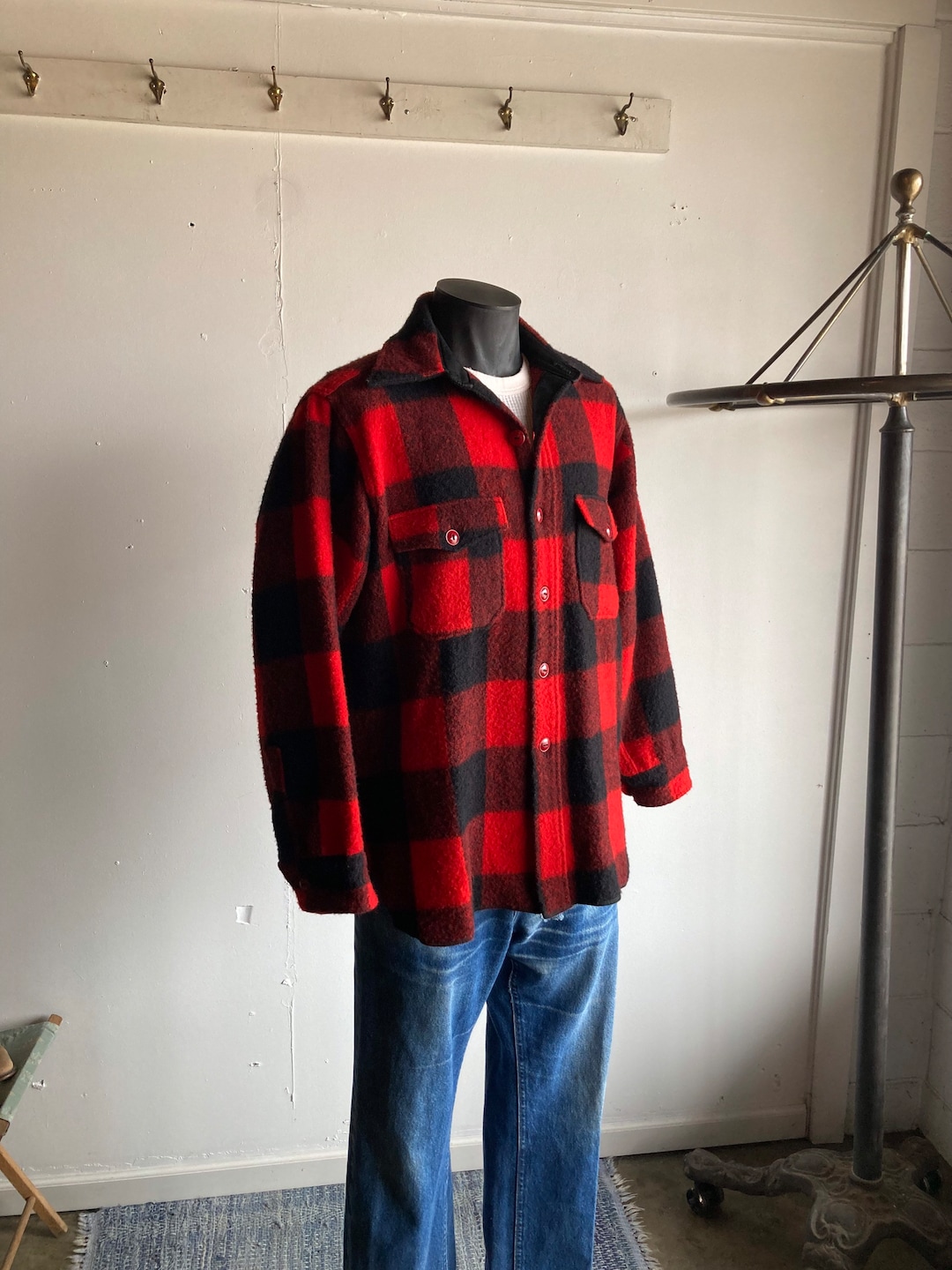 60s/70s Woolrich Buffalo Check Flannel Jacket Size XL - Etsy