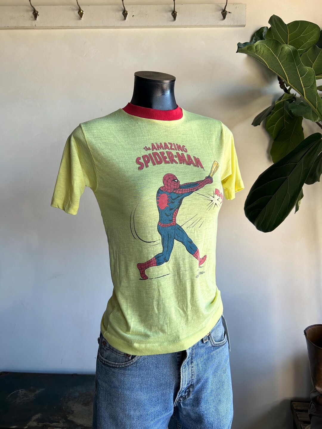 1970s Spider-man Amazing Baseball Yellow Paper Thing Ringer See XS-S - Etsy