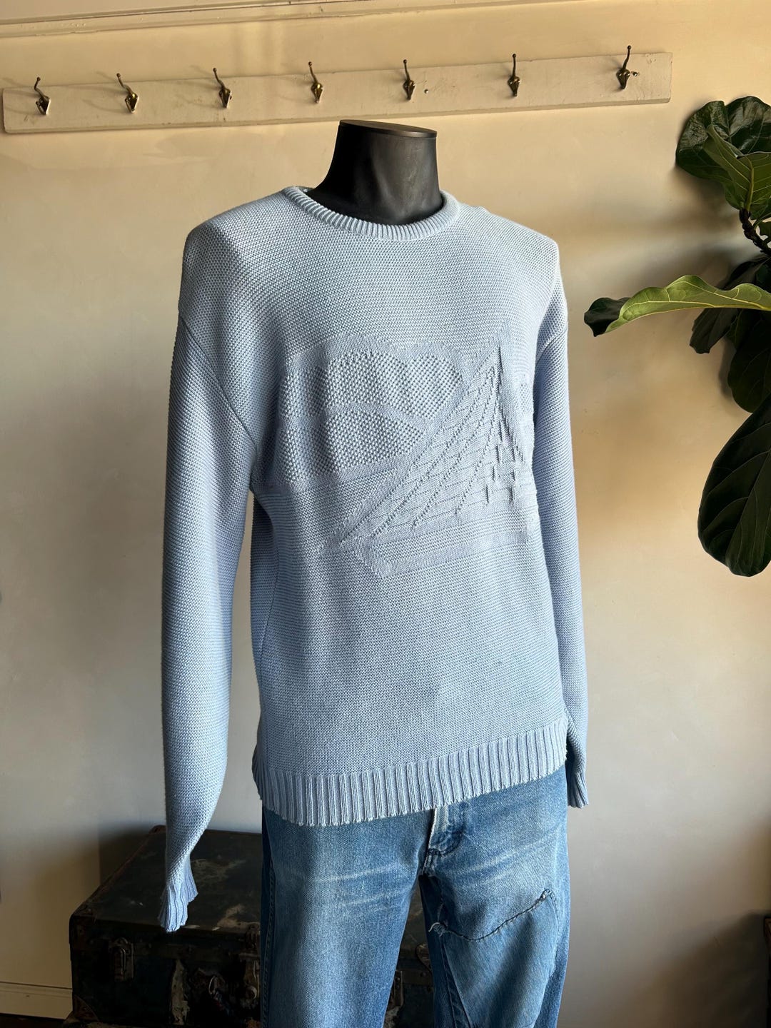 1980s Lord Jeff Nautical Sailboat Knit Fine Cotton Sweater L - Etsy