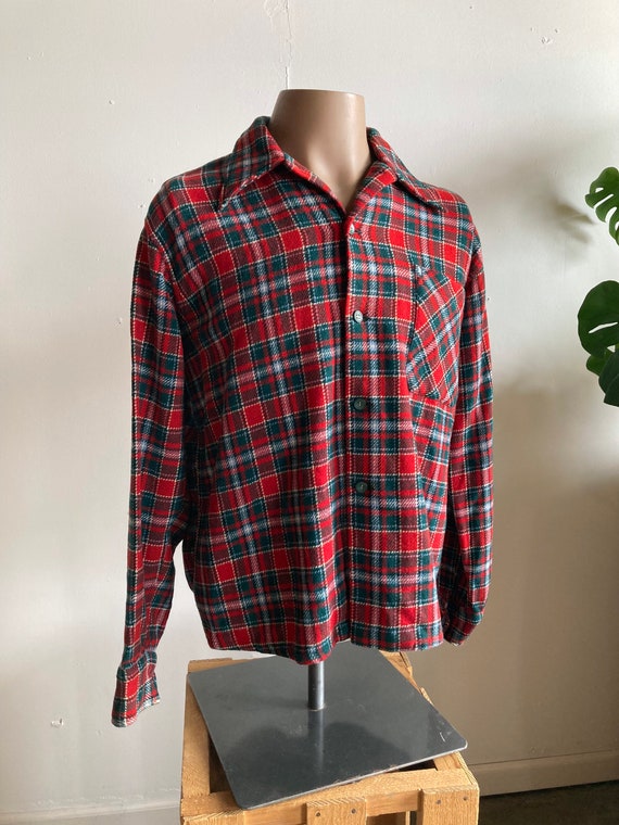 1950s Vintage Towncraft Deluxe Wool Plaid Flannel But… - Gem