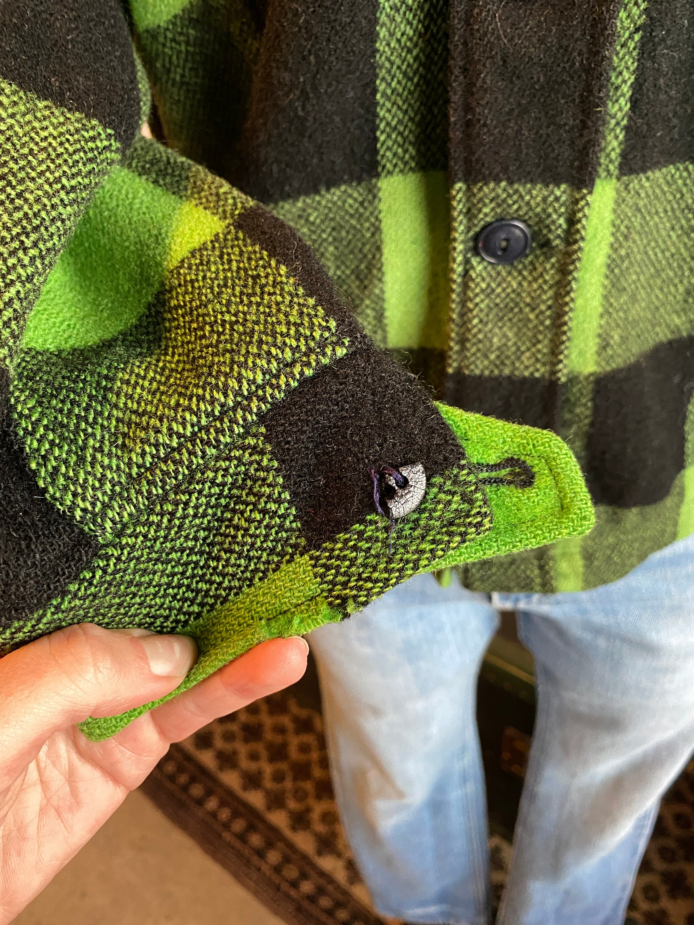 1960s/70s Womens Green Buffalo Check Wool Jacket Small - Etsy