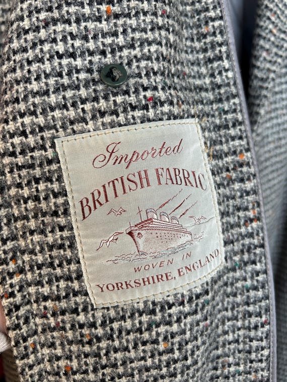 1960s Gray Wool Woven British Fabric Imported Overcoa… - Gem