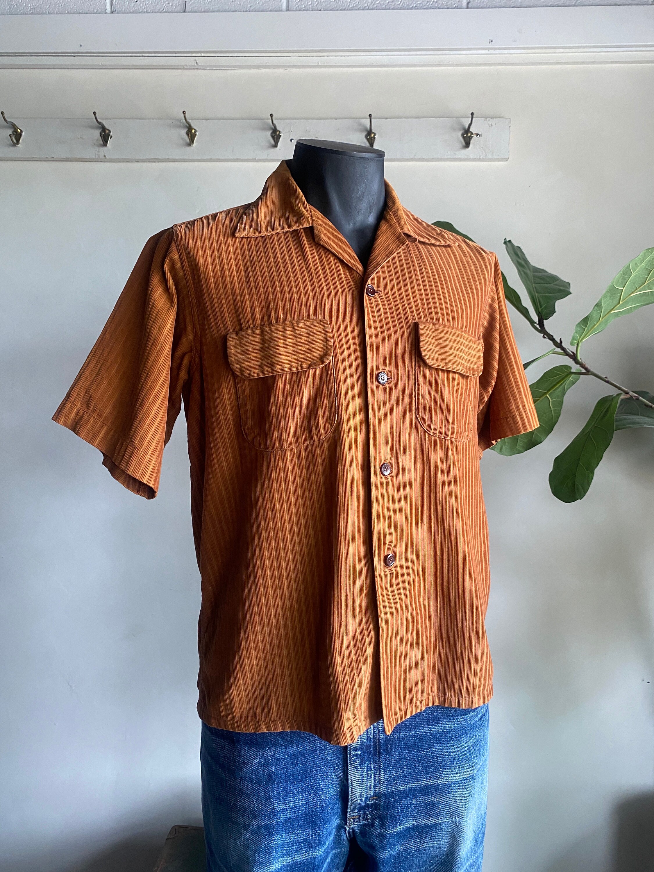 1940s/50s E&W Rust Orange Combed Cotton Corduroy Loop Collar Cropped ...