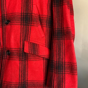 1950s JC Higgins Red Plaid Heavy Wool Mackinaw Hunting Winter Coat Mens ...