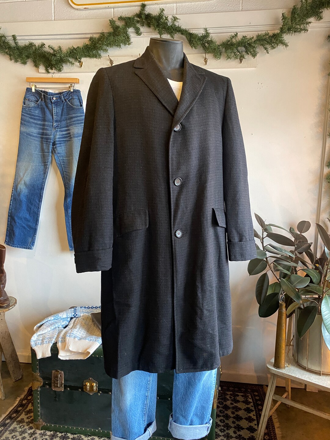 1960s Dark Plaid Marbury Harland Iowa Wool Overcoat Size Large - Etsy
