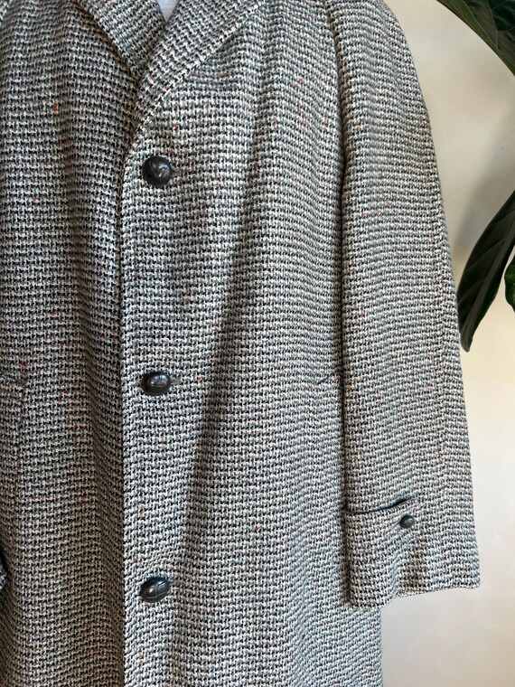 1960s Gray Wool Woven British Fabric Imported Overcoa… - Gem