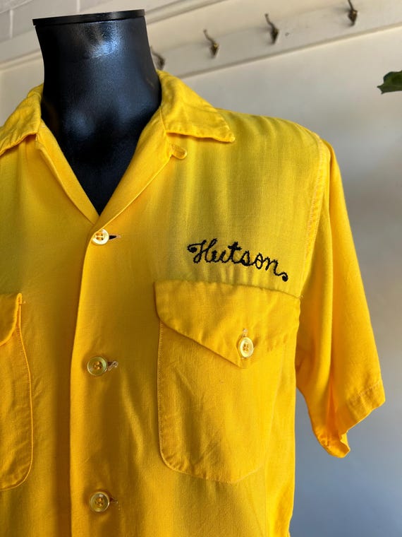 1950s/60s Yellow Allison Rayon Loop Collar Chainstitc… - Gem