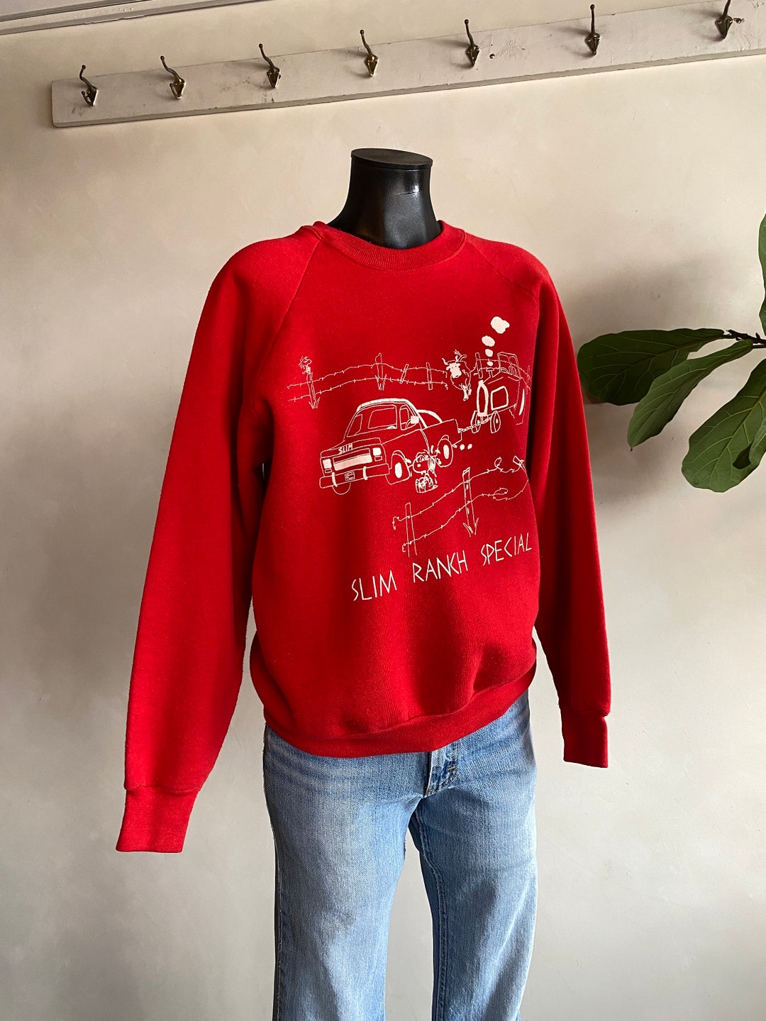 1980s/90s Snoopy Red Slim Ranch Special Screenprint Pullover Sweatshirt ...