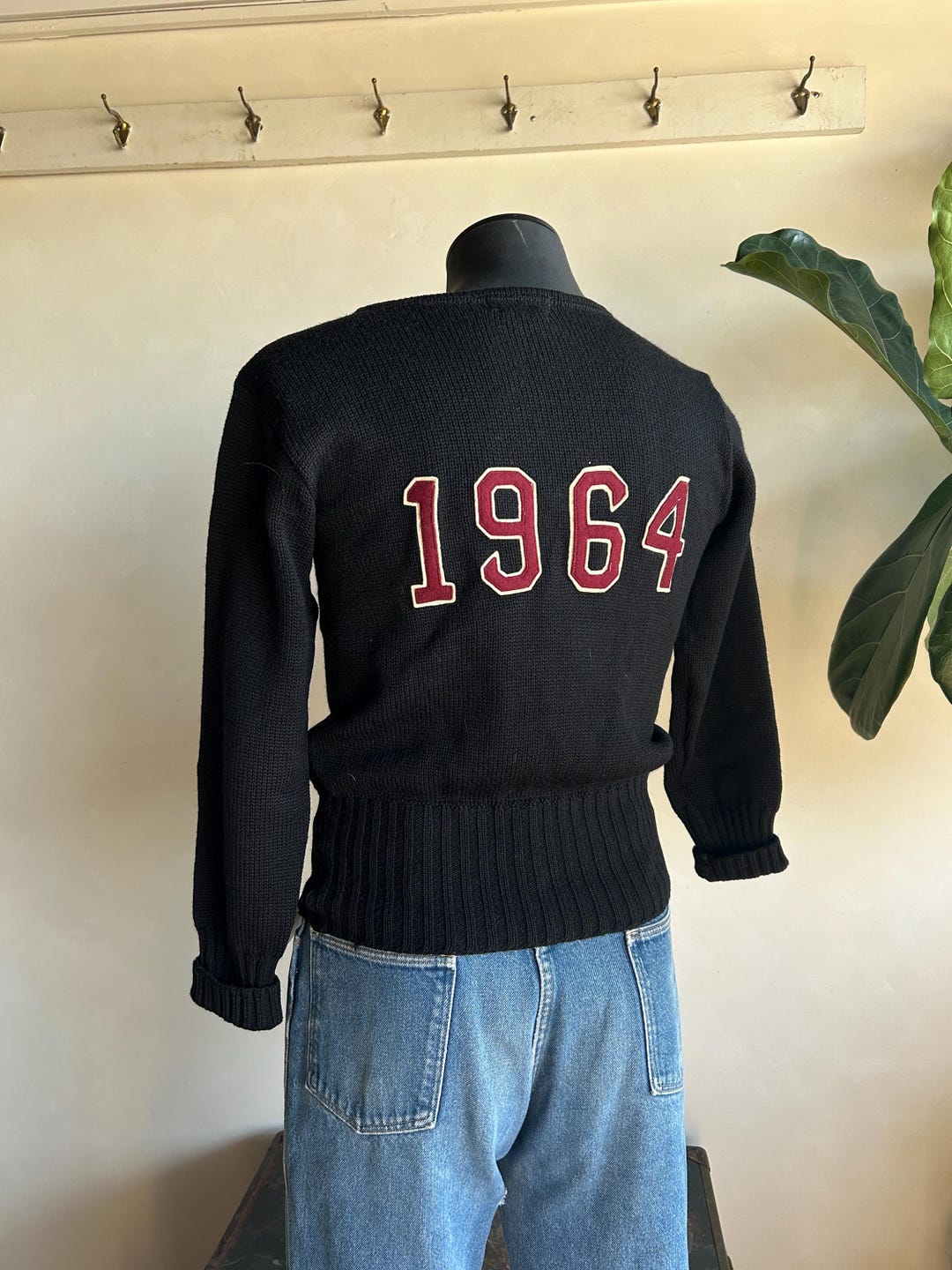 1964 Harvard Football Manager Spalding Black Wool Sweater S/M - Etsy