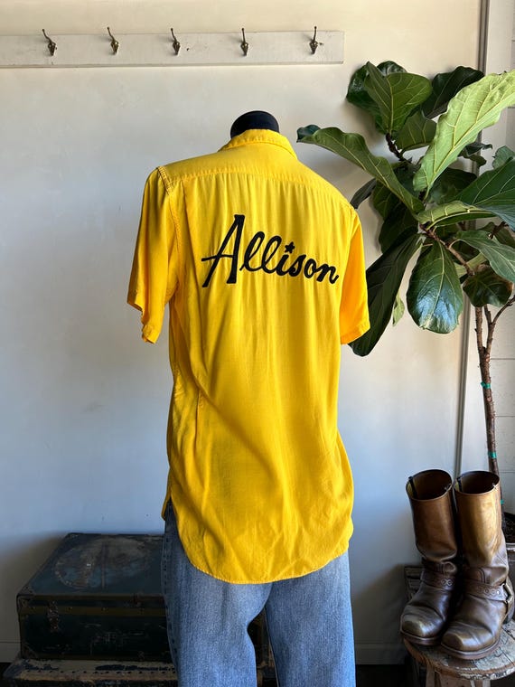 1950s/60s Yellow Allison Rayon Loop Collar Chainstitc… - Gem