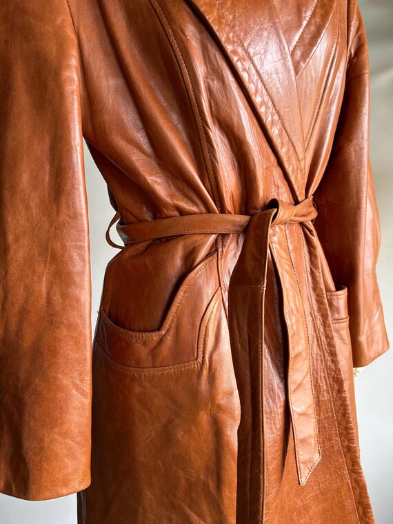 1970s Lady Scully Butter Soft Brown Leather Trench Mi… - Gem