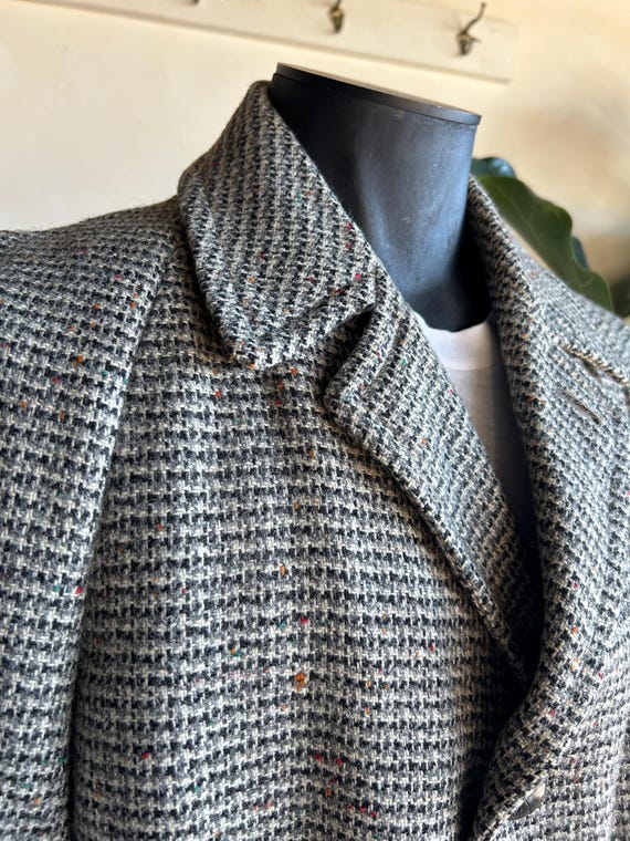 1960s Gray Wool Woven British Fabric Imported Overcoa… - Gem