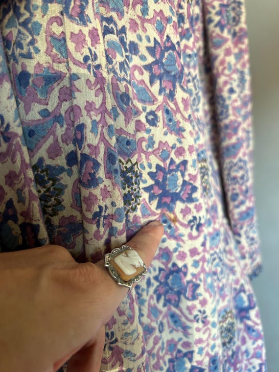 1970s Phool Purple Cotton Gauze Flowy Indian Dress Sm… - Gem