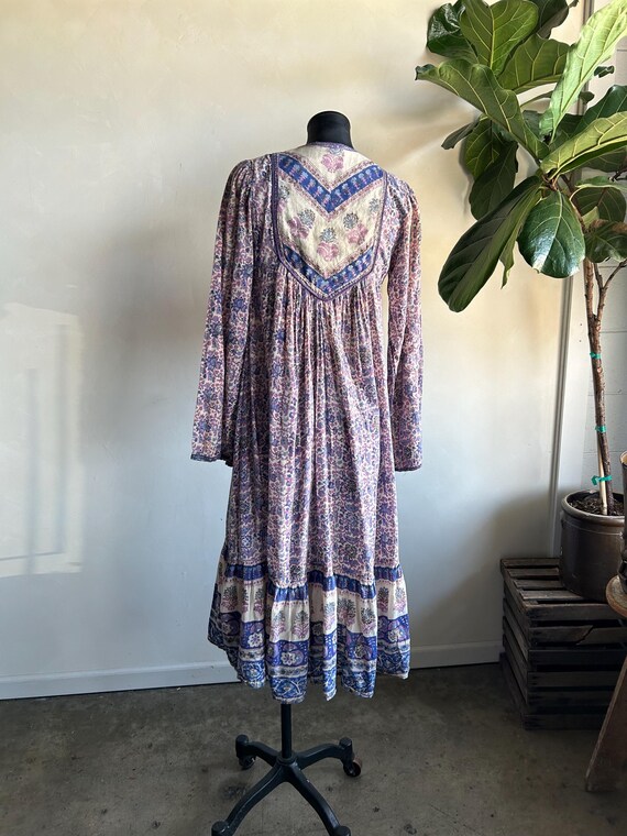 1970s Phool Purple Cotton Gauze Flowy Indian Dress Sm… - Gem