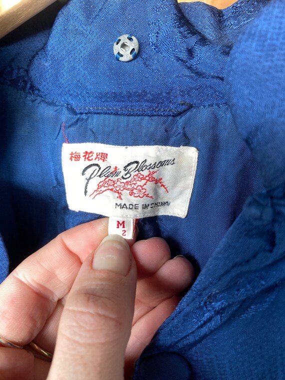 1960s/70s Blue Quilted Chinese Snap Button Puffer Jac… - Gem