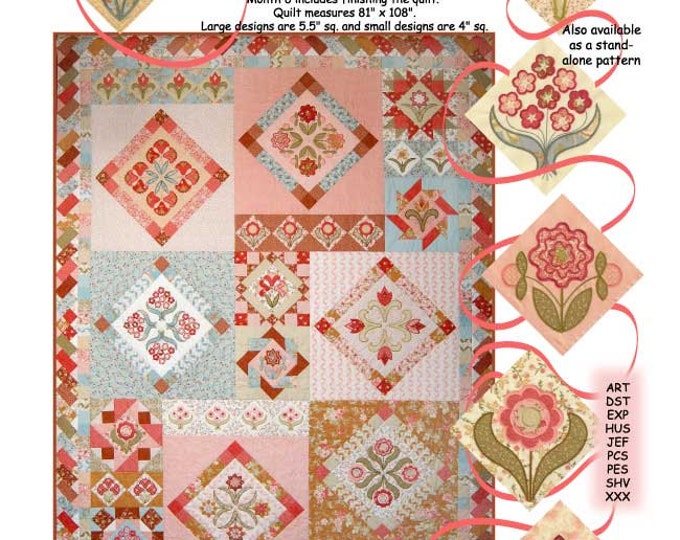 Tulip Time Machine Embroidery Quilt Pattern by Smith Street Designs - Etsy
