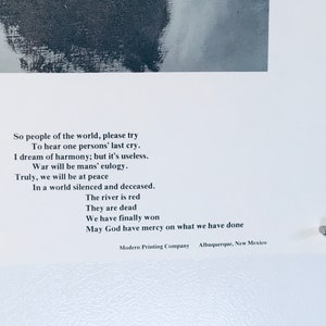 Sad War Poem Vintage 1970 poster THE LAST CRY Anti-War | Etsy