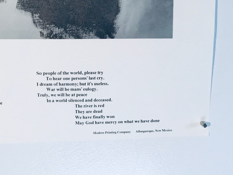 Sad War Poem Vintage 1970 poster THE LAST CRY Anti-War | Etsy