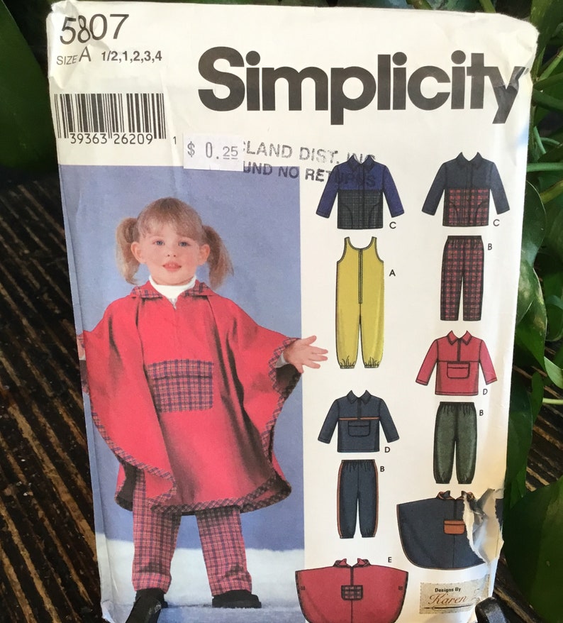 Simplicity Pattern No 5807 Toddlers | Etsy