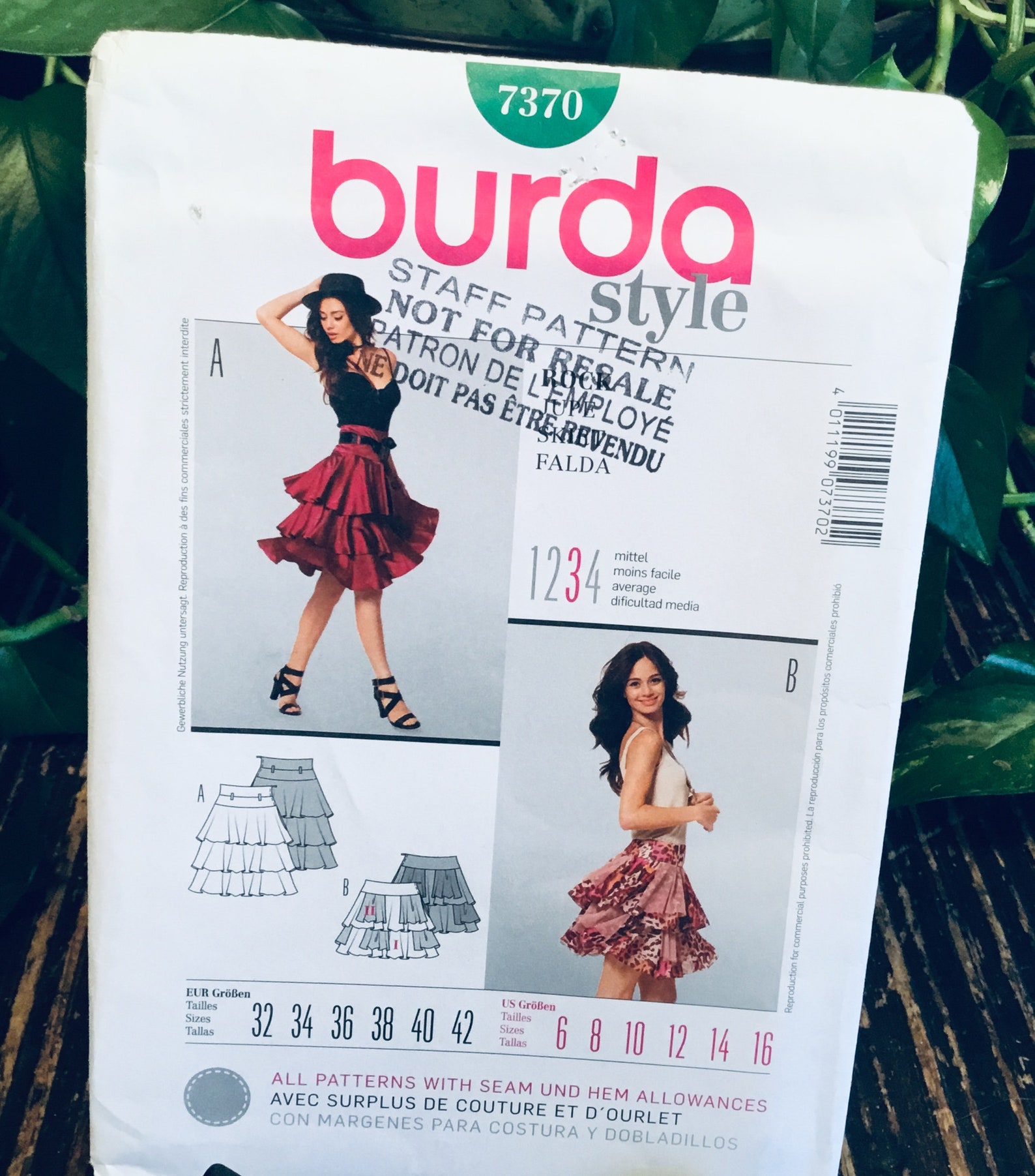 Burda Tiered Layered Skirt Pattern No 7370 Size US 6 to 16 - Etsy