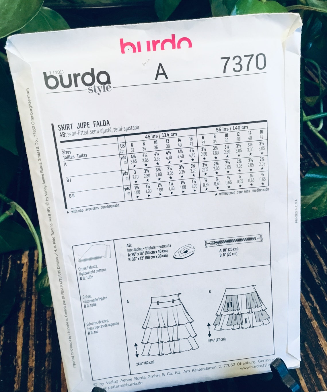 Burda Tiered Layered Skirt Pattern No 7370 Size US 6 to 16 - Etsy