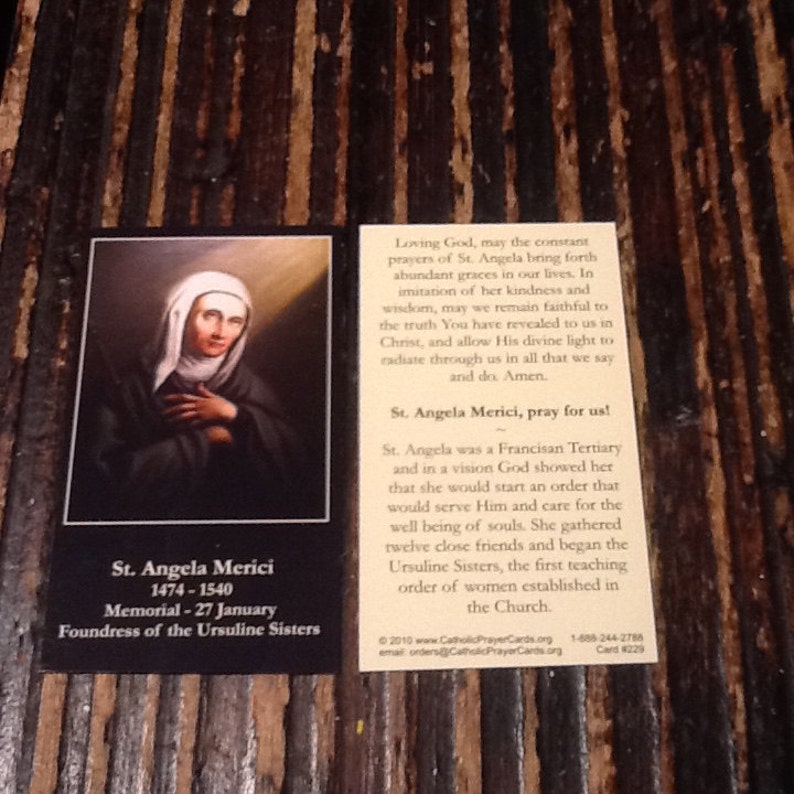 Prayer Card of Saint Angela Merici 1474-1540 - Etsy