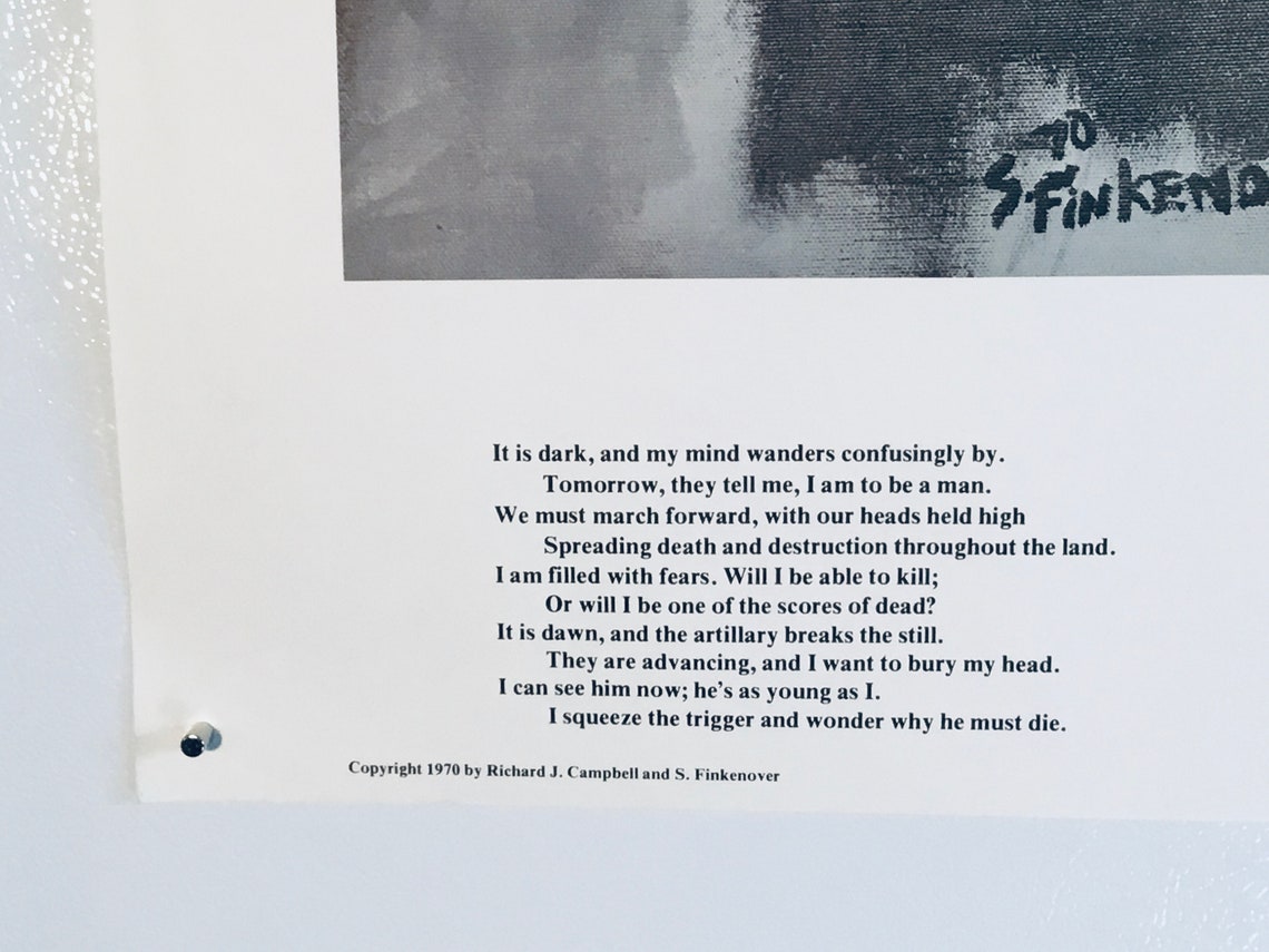 Sad War Poem Vintage 1970 poster THE LAST CRY Anti-War | Etsy