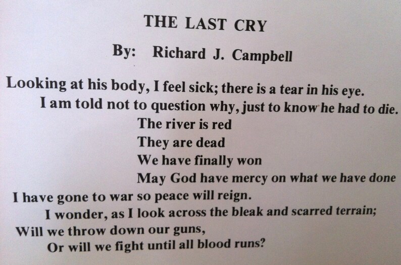 Sad War Poem Vintage 1970 poster THE LAST CRY Anti-War | Etsy