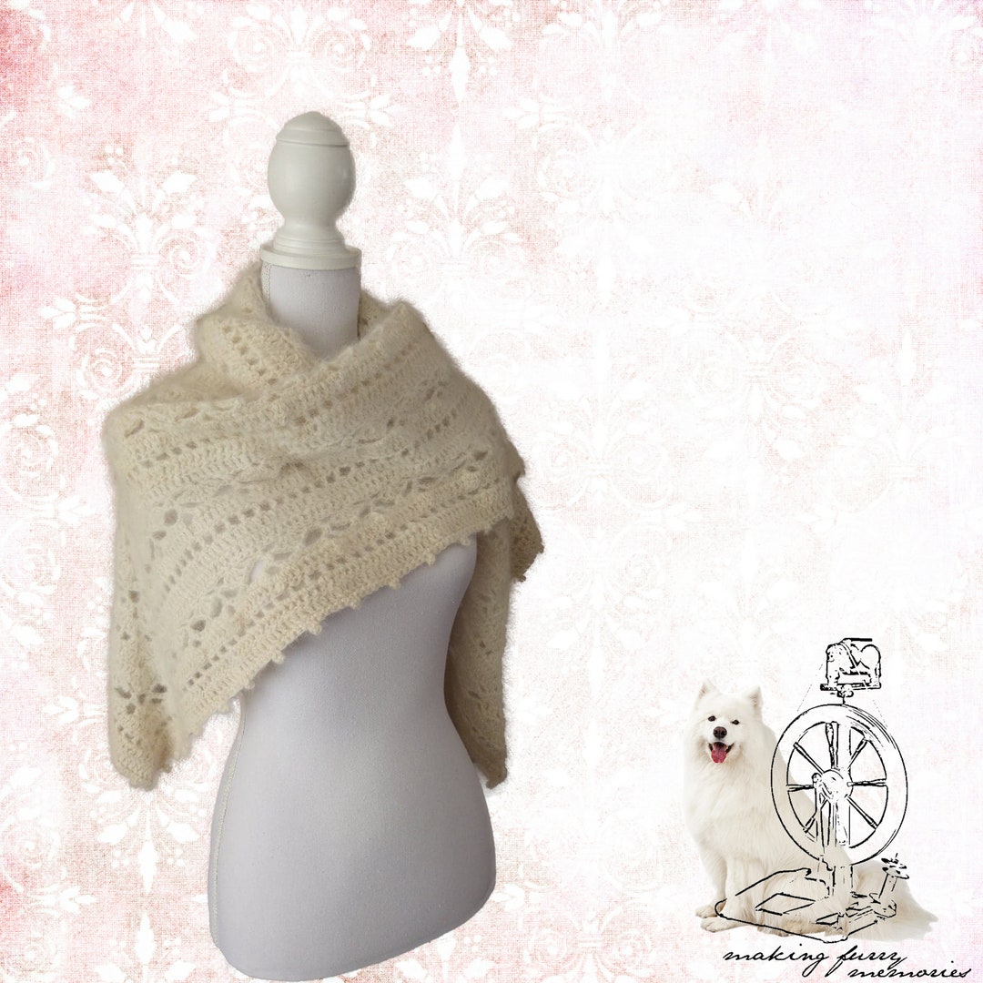 Handspun Crochet Shawl From Samoyed Dog Hair - Etsy