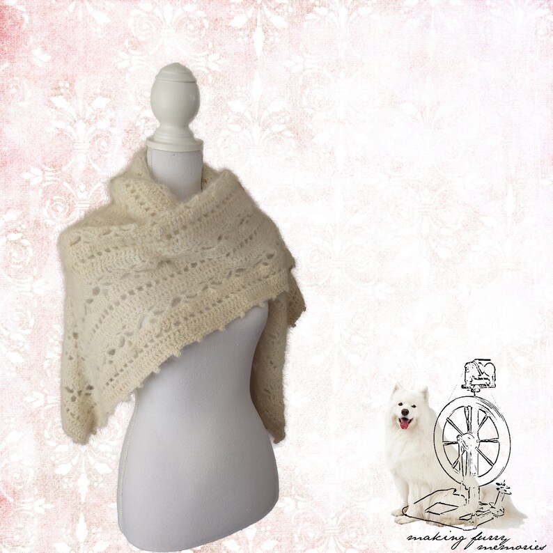 Handspun Crochet Shawl From Samoyed Dog Hair - Etsy