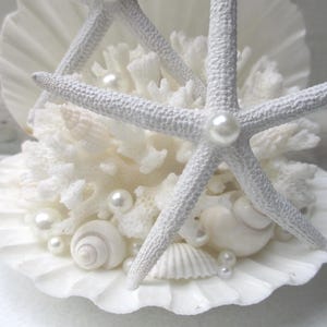 Beach Theme Wedding Cake Topper, Shell Coral Starfish Pearl Wedding ...