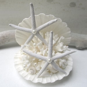 Beach Theme Wedding Cake Topper, Shell Coral Starfish Pearl Wedding ...