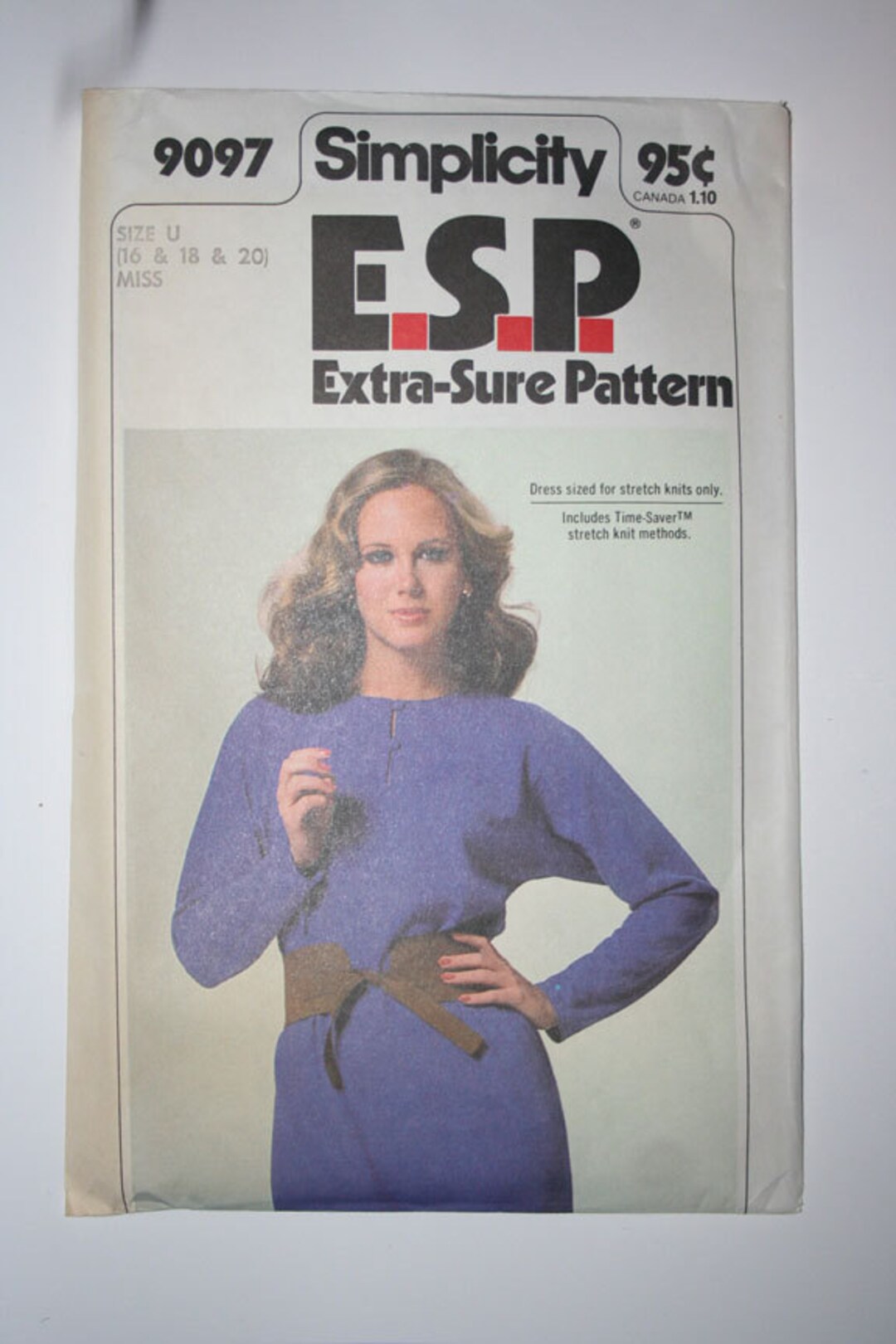 Simplicity 9097 Vintage Pattern Pullover Dress and Belt Misses Size U ...