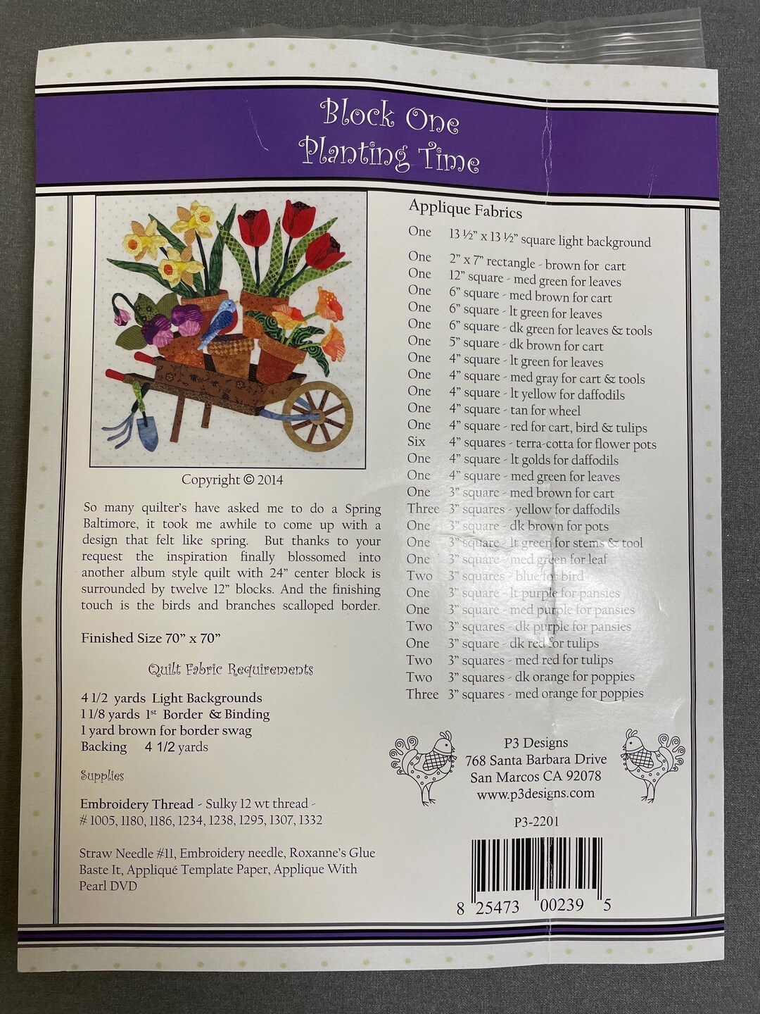 P3 Designs Baltimore Spring Block of the Month with Fabric. Finished ...